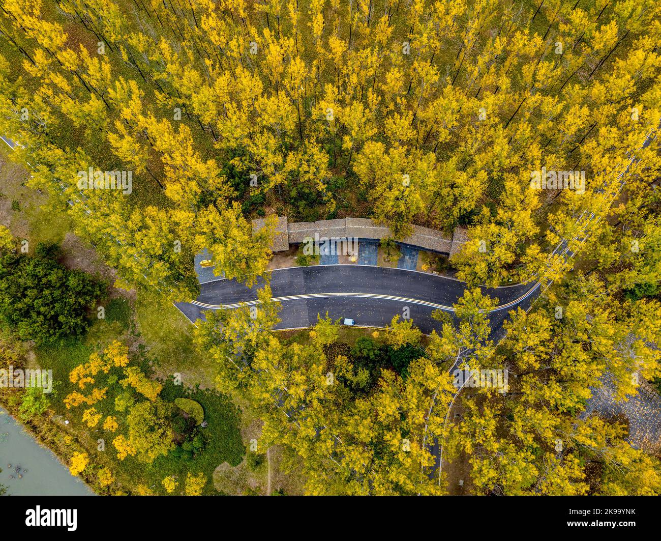 Aerial photos show the ancient Huaihe river cultural ecological park is ...