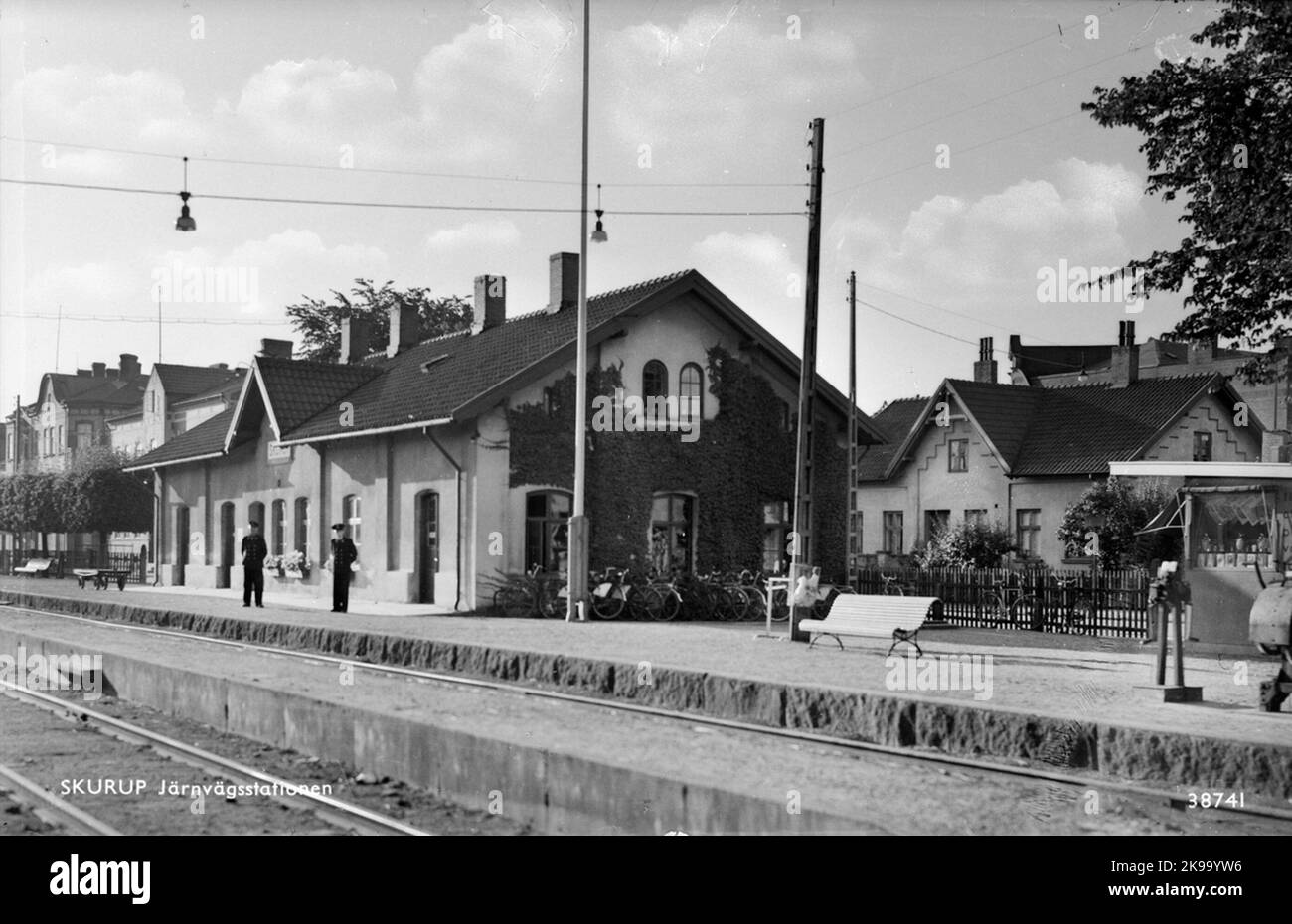 Skurup station with kiosk in funk style Stock Photo - Alamy
