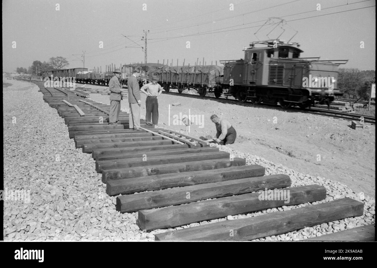 Double track work, rails Stock Photo - Alamy