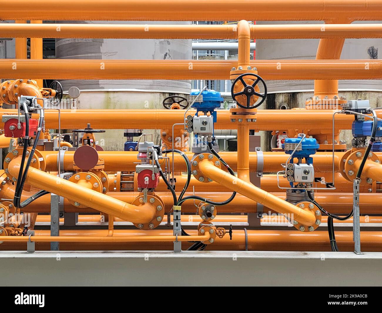 Pneumatic valves and pie line Stock Photo - Alamy