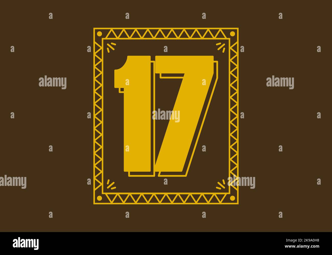 Number 17 in retro rectangle frame design Stock Vector Image & Art - Alamy