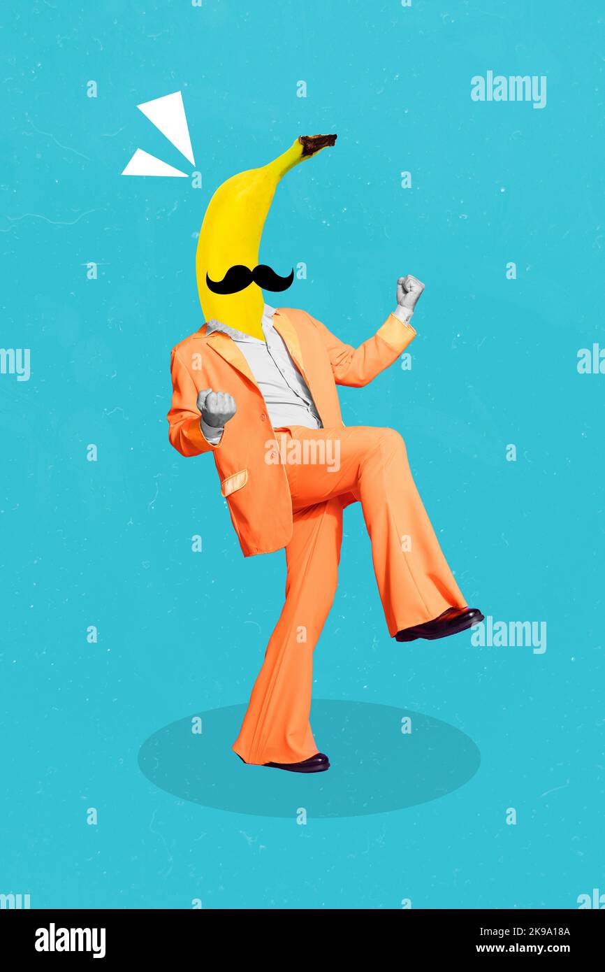 Artwork magazine picture of funny funky crazy guy banana instead of ...