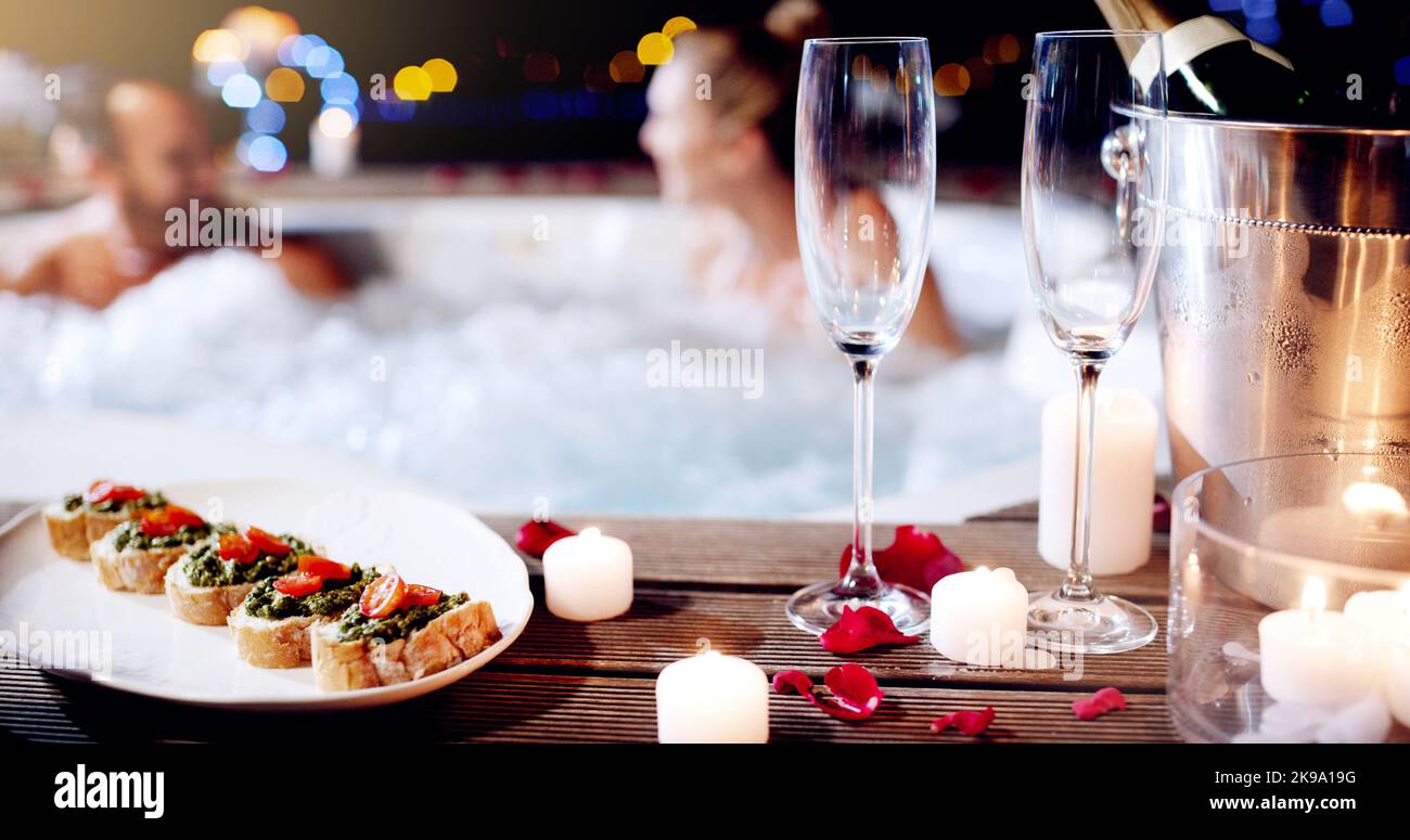 Perfect setting for a perfect night. an affectionate mature couple ...