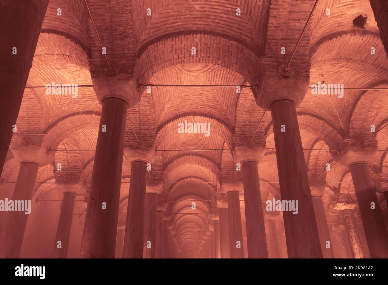 Byzantine architecture. Columns and vaults of a cistern. Historical ...