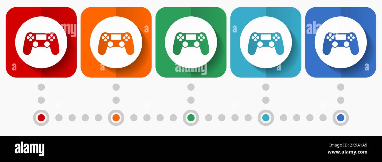 Wireless gaming controller, gamepad vector icons, infographic template ...