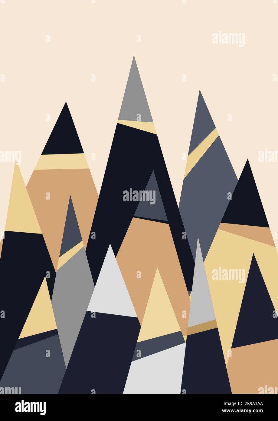 abstract mountains and autumn trees made with triangles. Vector ...