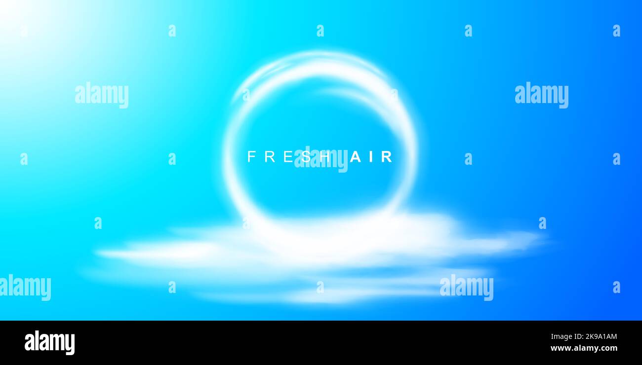 Creative cloud scene. Circle from the cloud in the blue sky. Gate to ...