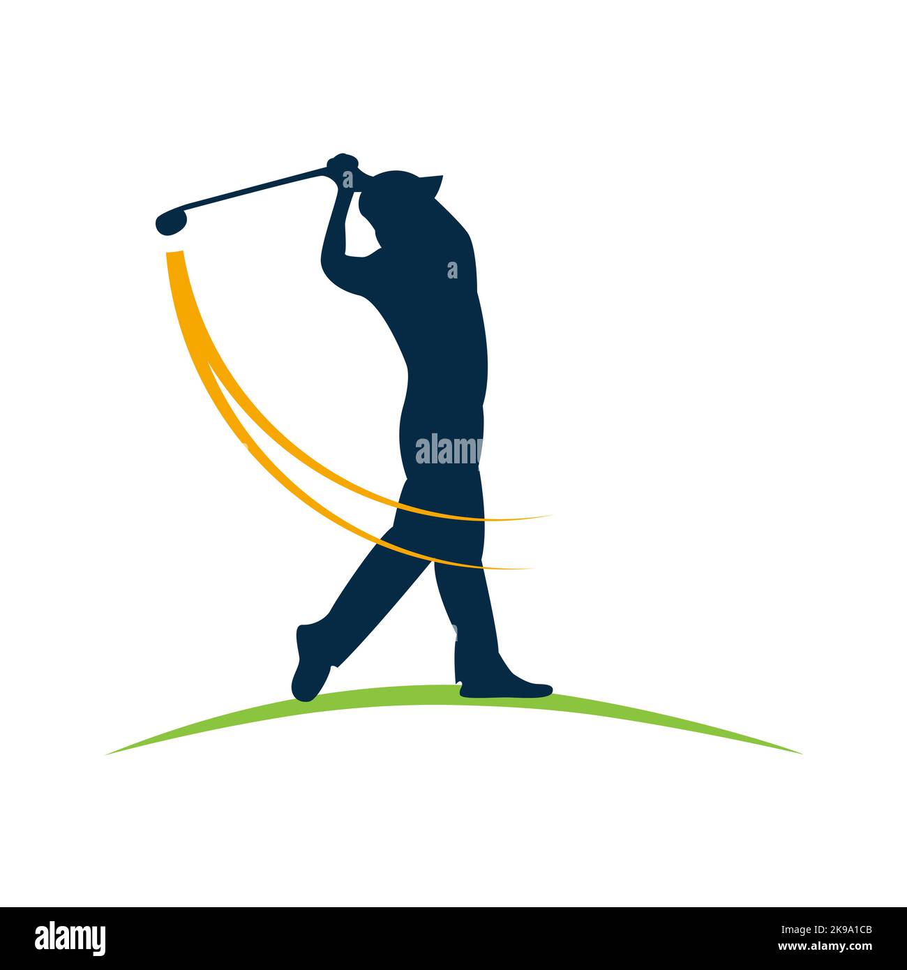 Player Or Golfer Hitting The Golf Ball Simple Vector Illustration In