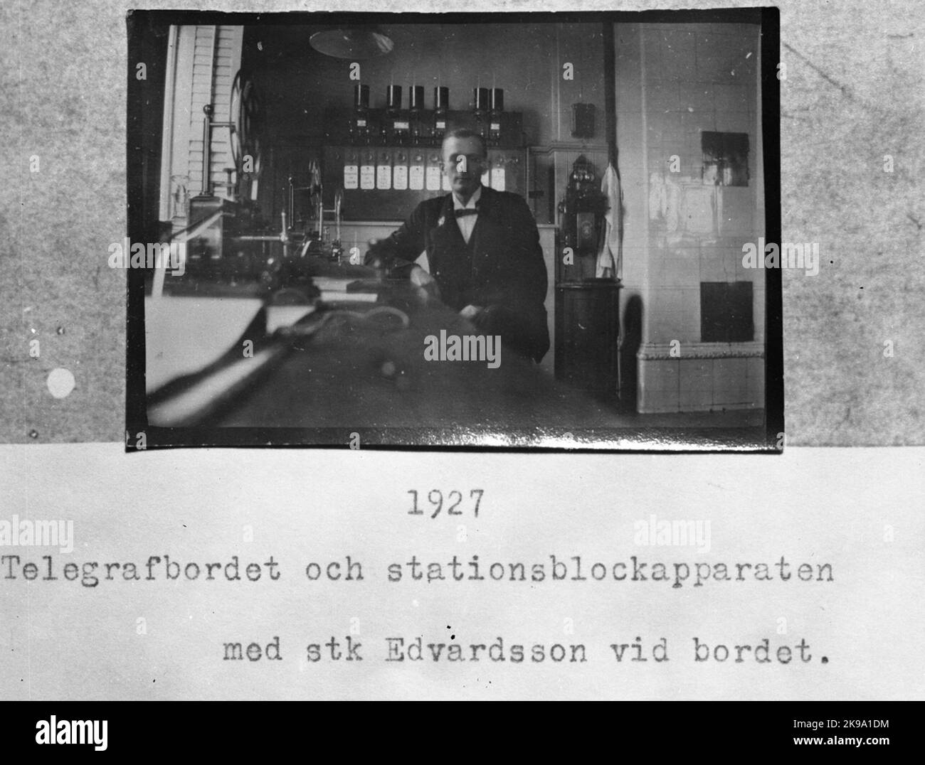 The telegraph table and station block apparatus. Stk Edwardsson at the ...