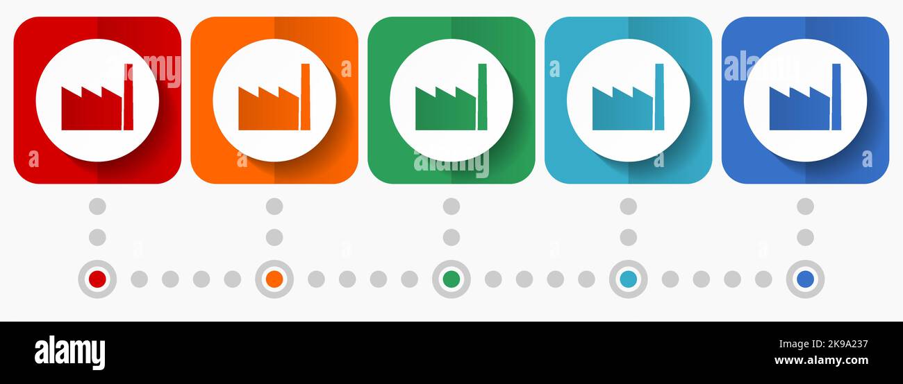 Factory vector icons, infographic template, set of flat design symbols ...