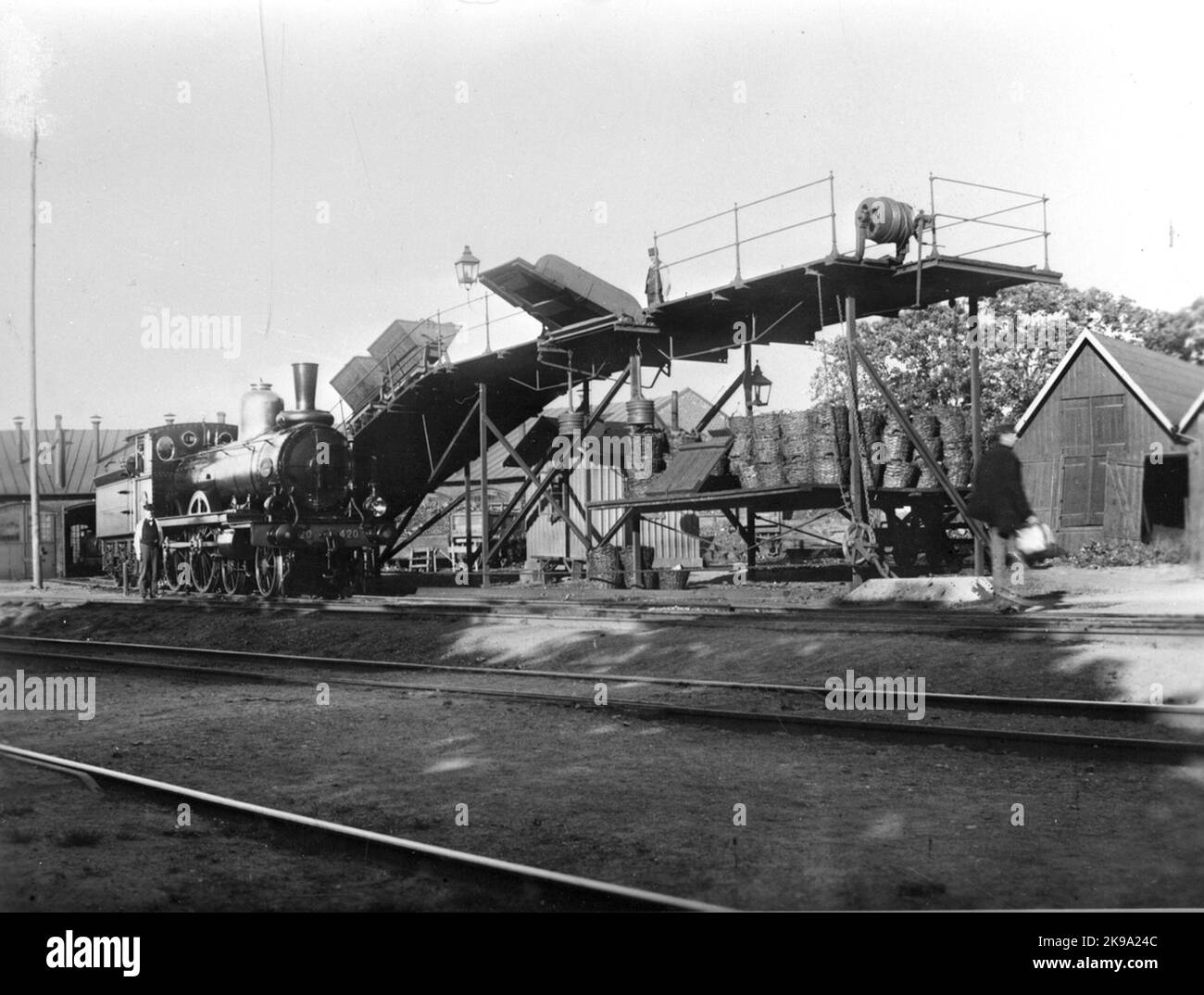 Collecting bridge. Old locomotives at Skansen Lionet Stock Photo - Alamy