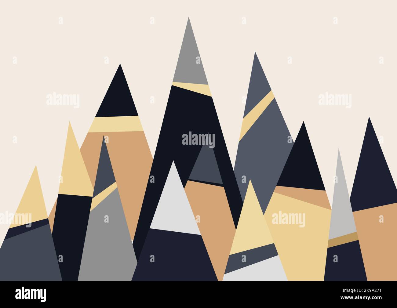 abstract mountains and autumn trees made with triangles. Vector ...