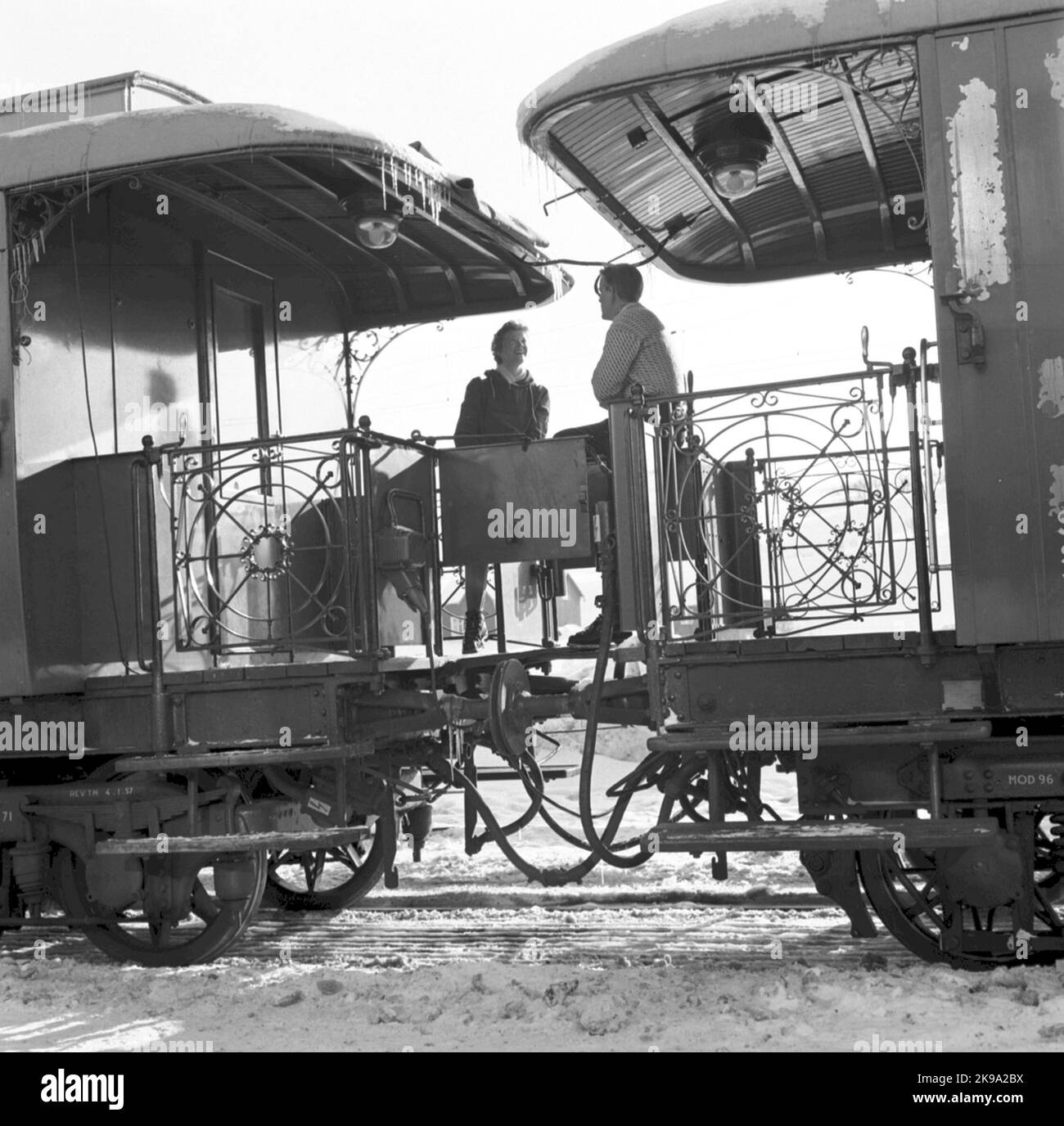 Winter train homes in Storlien. The wagons are the State Railways, SJ ...