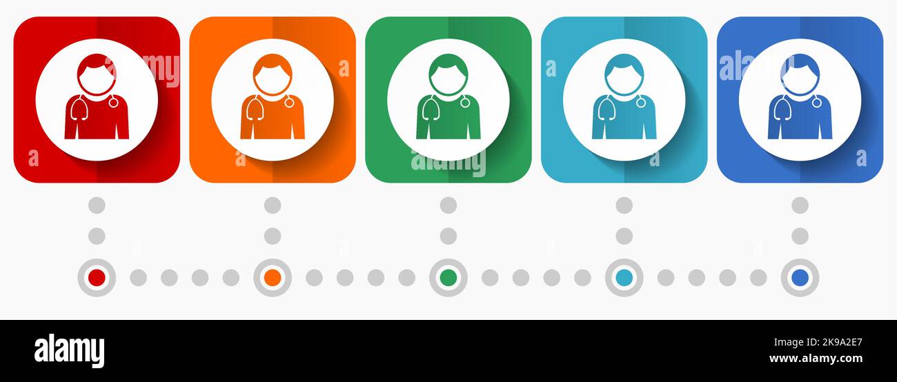 Male doctor vector icons, infographic template, set of flat design ...