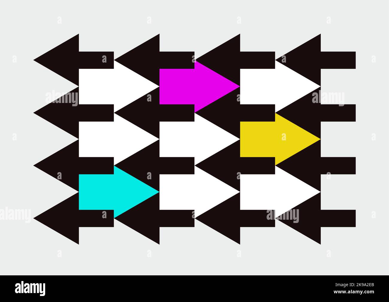 Arrows in opposite directions, printer and ink. Vector illustration ...