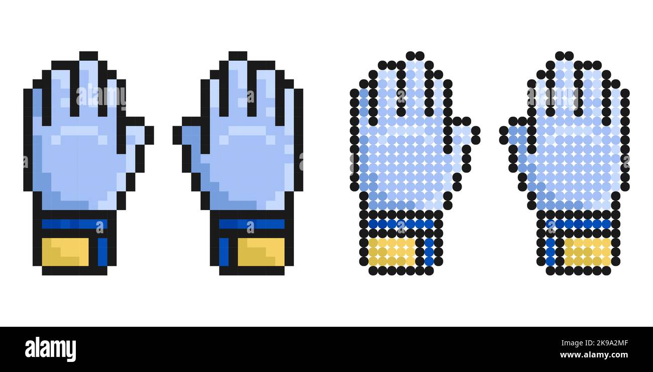Pixel icon. Goalkeeper gloved hands. Football goalie gear to protect ...