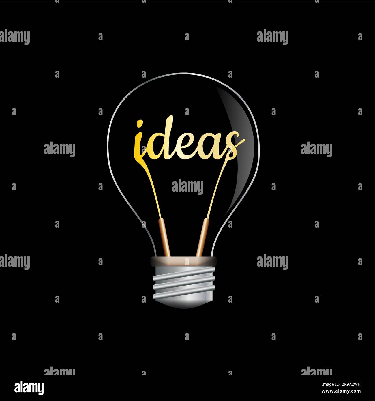 Ideas and startup concept. Text inside the lamp. Vector illustration ...