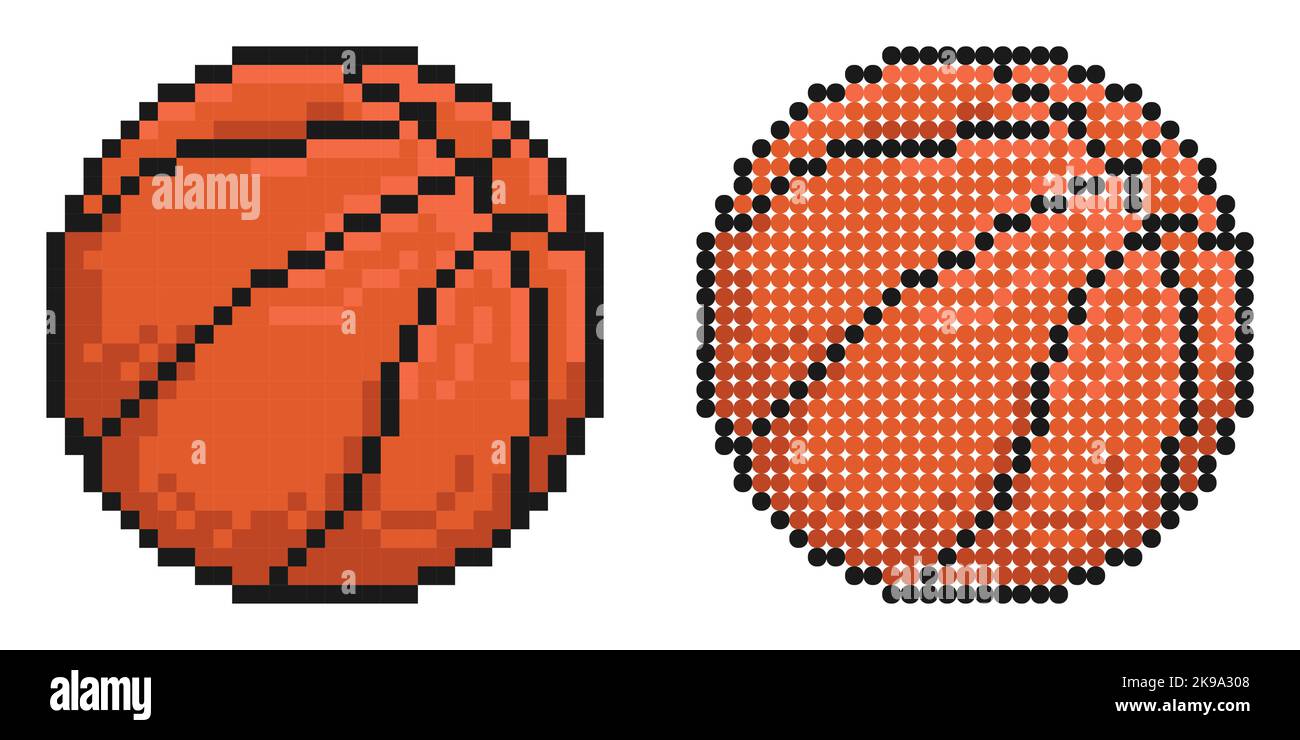 Pixel icon. Sports ball for basketball. Sport equipment. Simple retro ...