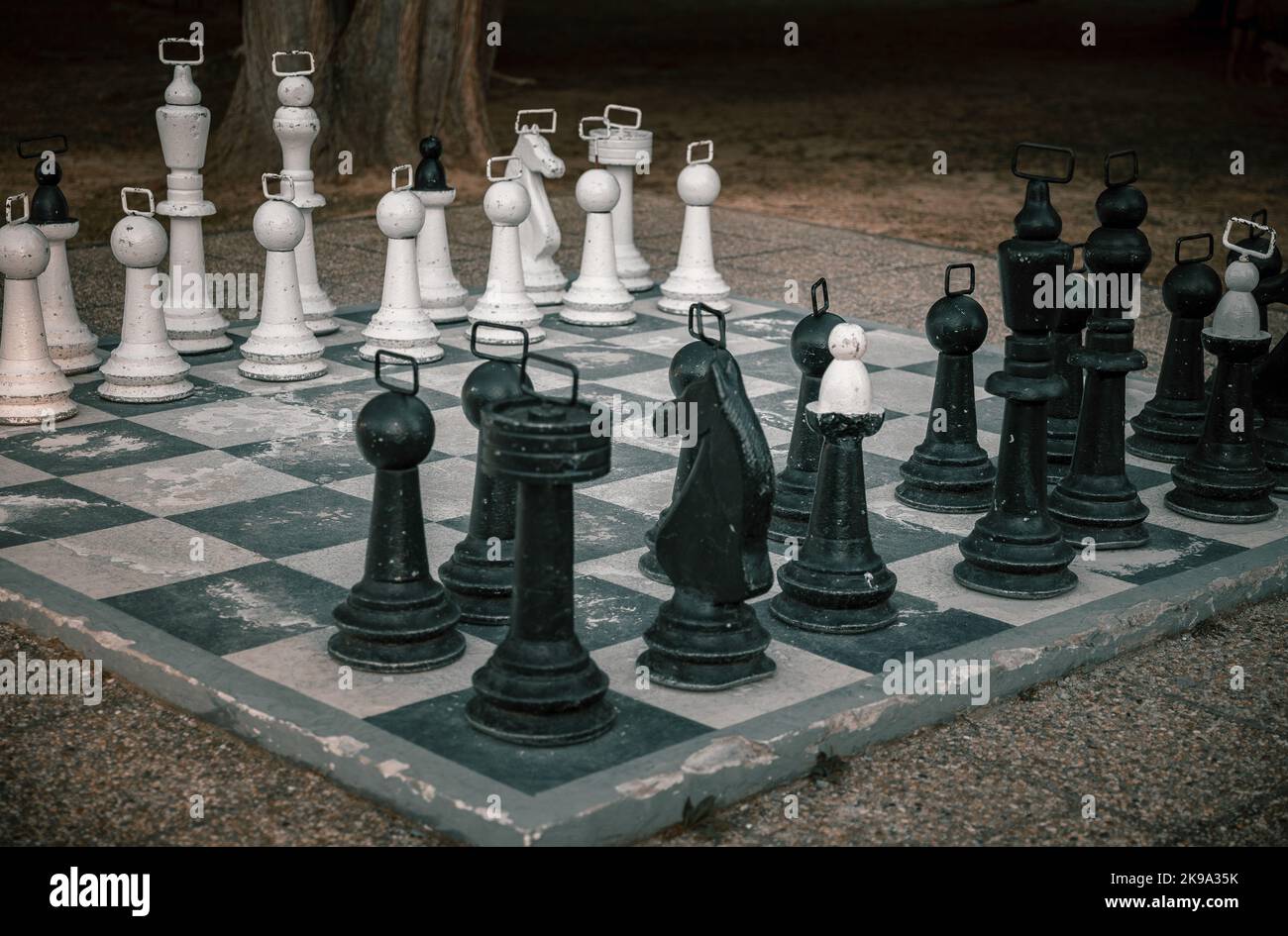 Huge chess figures on floor outdoor Stock Photo - Alamy