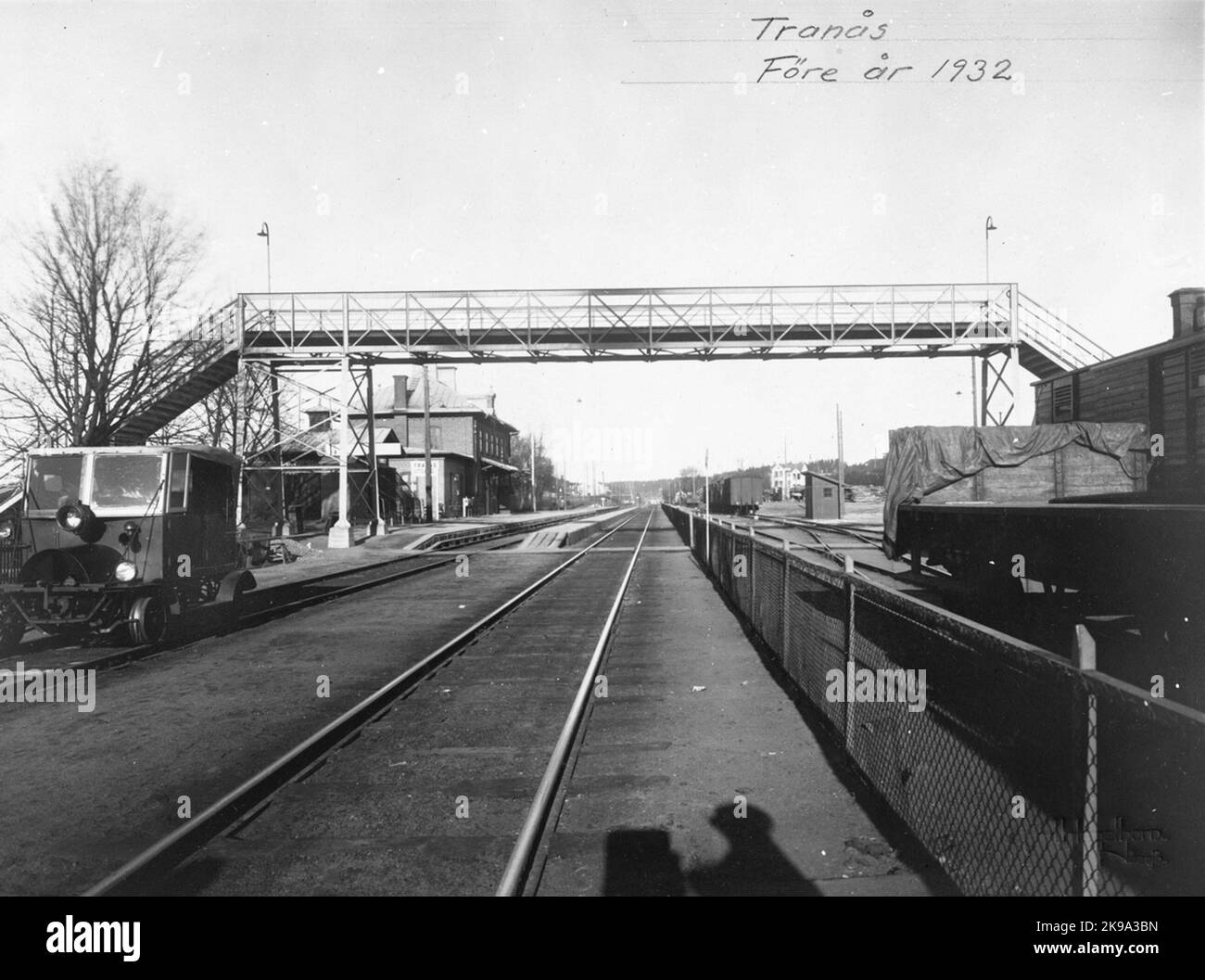 Walking bridge over the track Stock Photo - Alamy