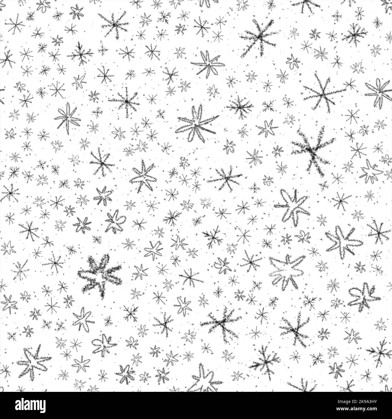 Hand Drawn Snowflakes Christmas Seamless Pattern. Subtle Flying Snow ...