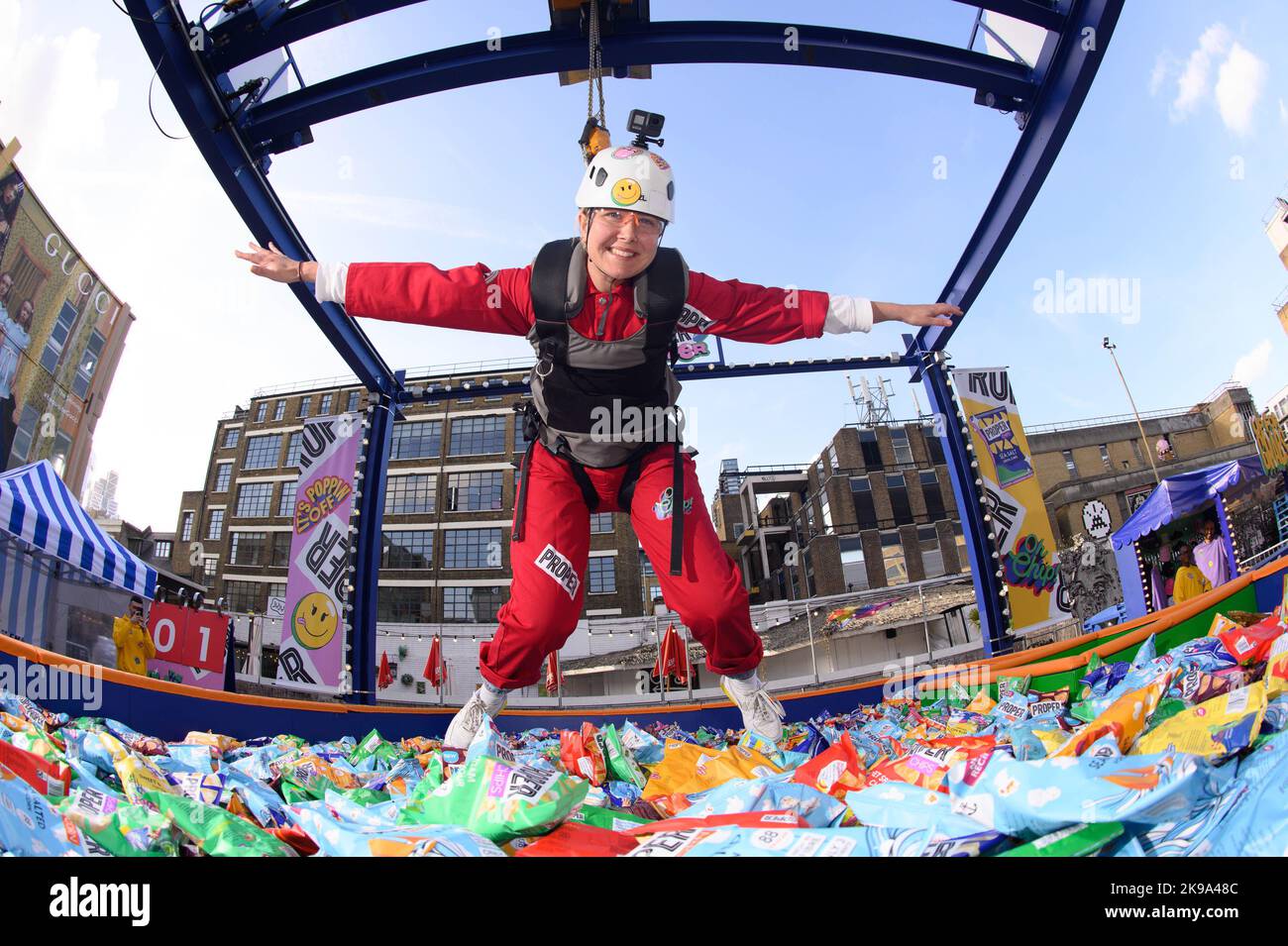 EDITORIAL USE ONLY Tash Randolph demonstrates the 'PROPER Dropper', the ...