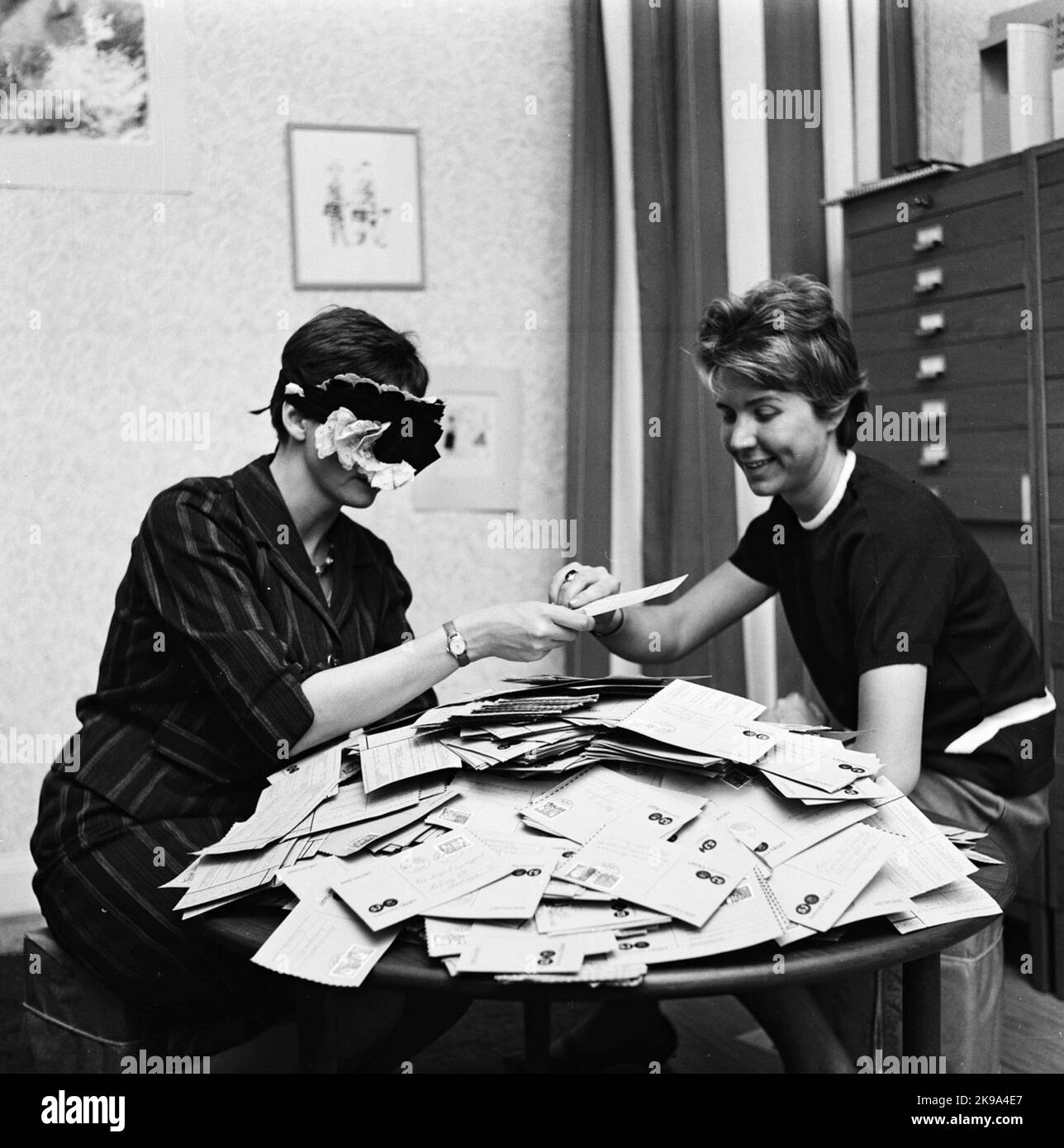 Drawing of winners among submitted letters to competition Stock Photo ...