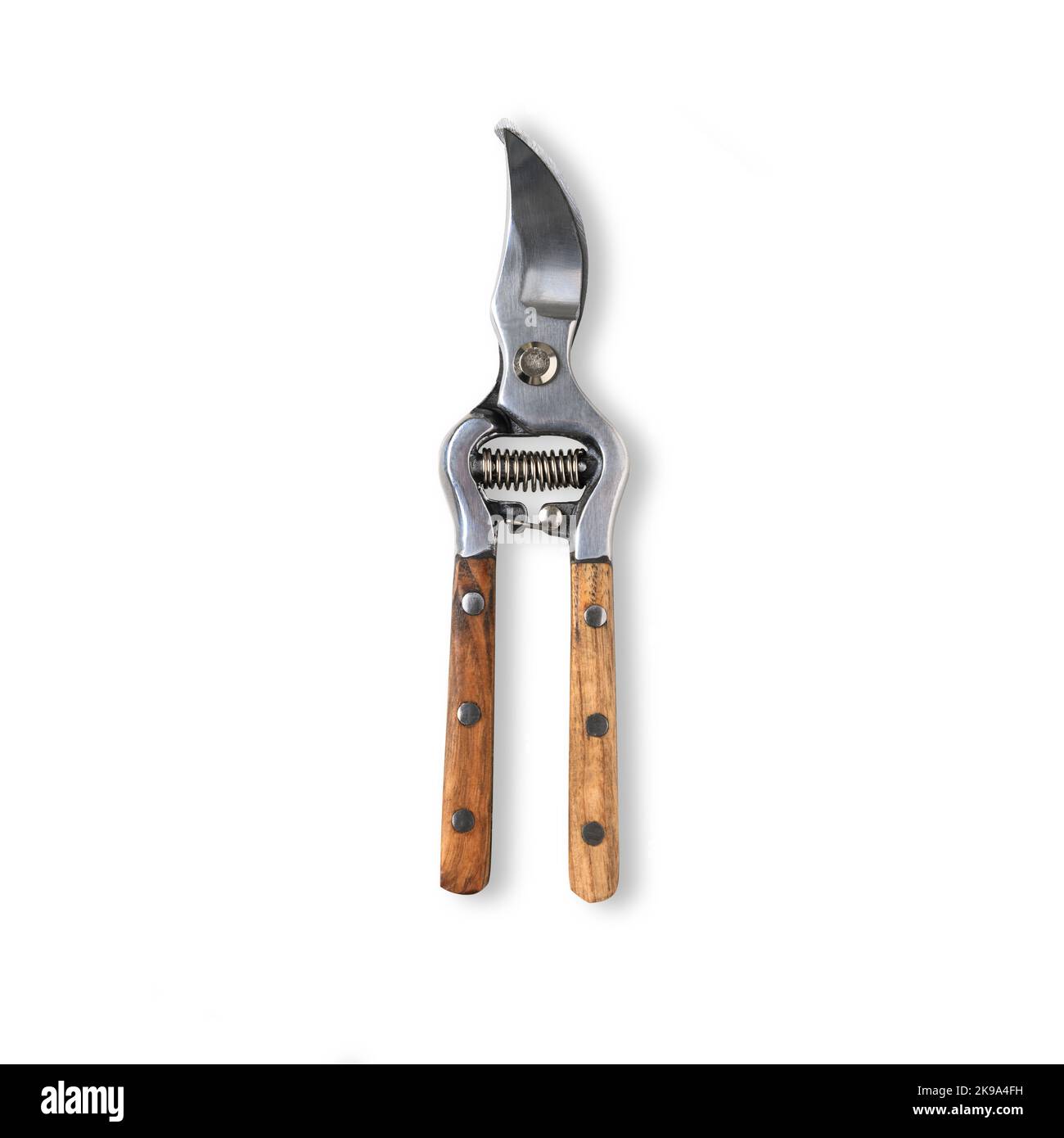 Garden secateurs with wooden handle isolated on a white background. Old garden prun Stock Photo ...
