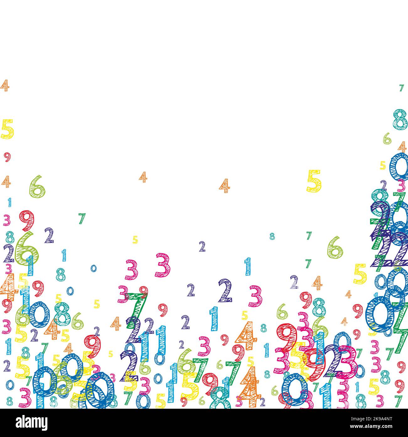 Falling colorful orderly numbers. Math study concept with flying digits ...
