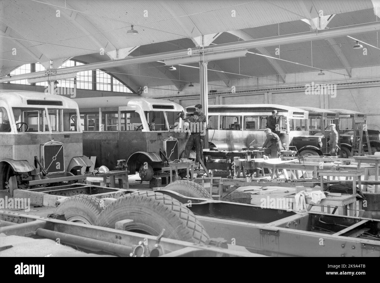 The bus hall. Body production of the limited company Svenska Railway ...