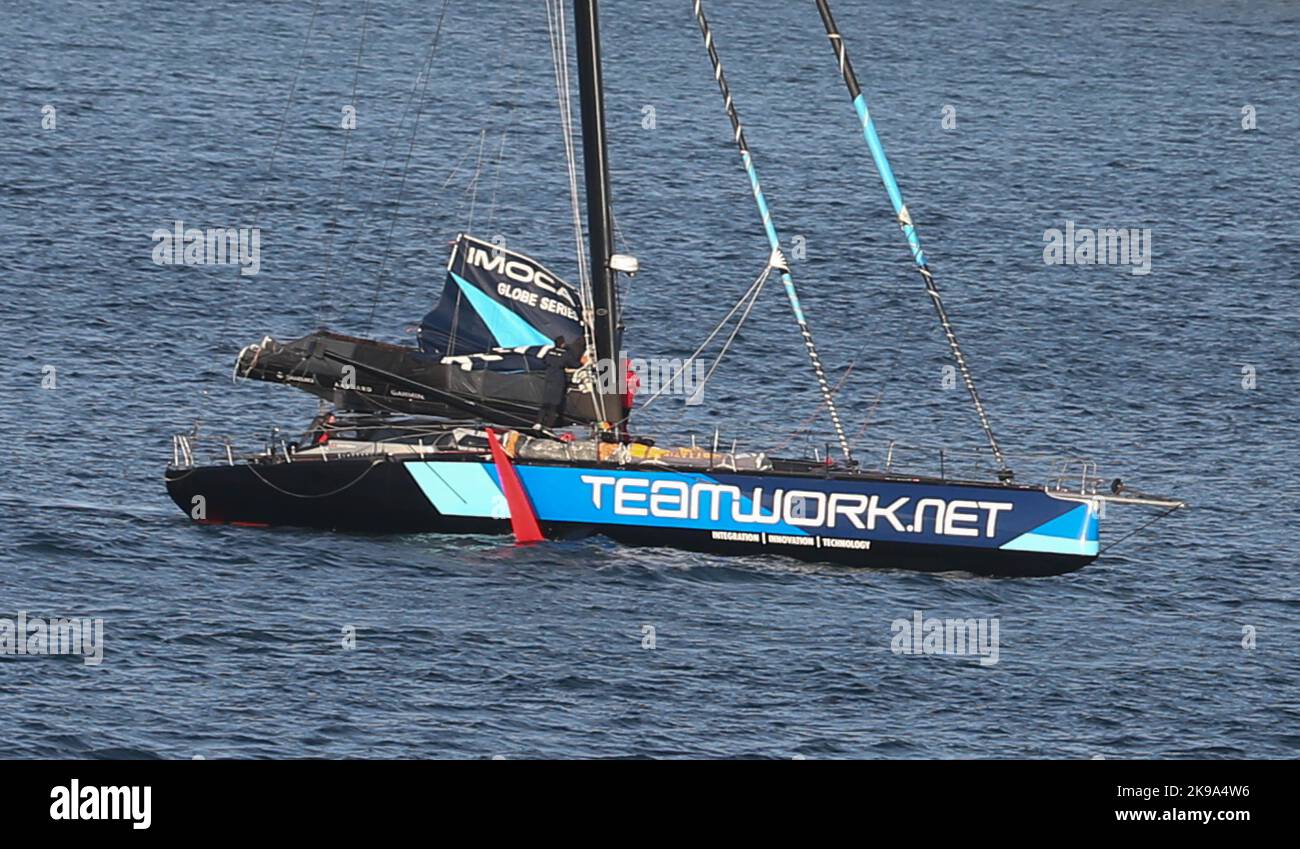 IMOCA TEAMWORK.NET Skipper Justine Mettraux during the Route du Rhum ...