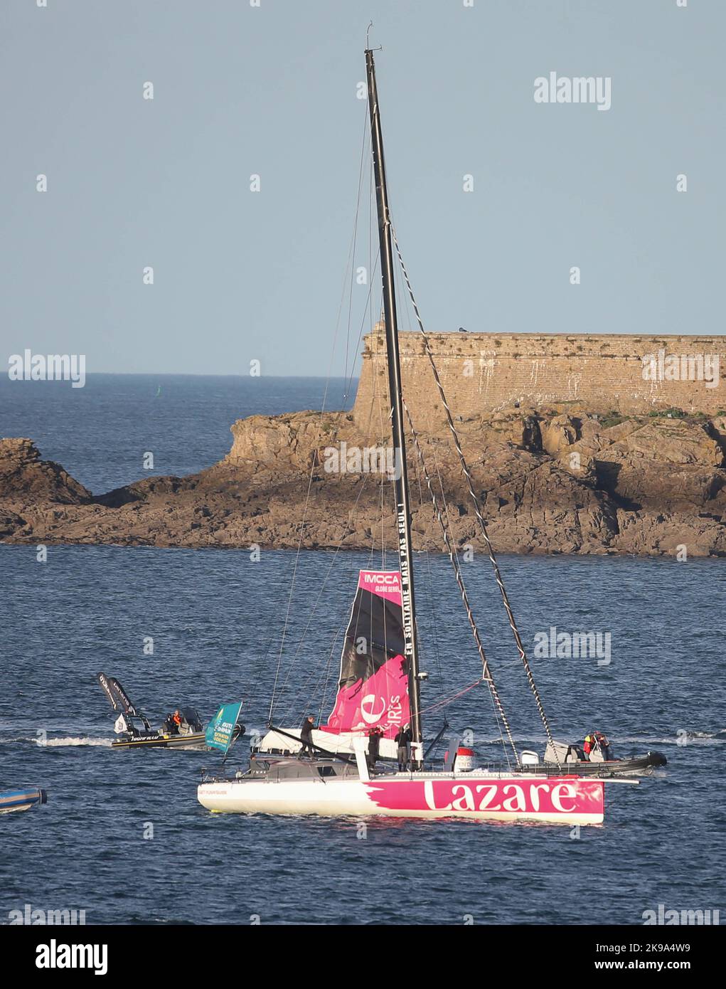 IMOCA LAZARE Skipper Tanguy Le Turquais during the Route du Rhum ...