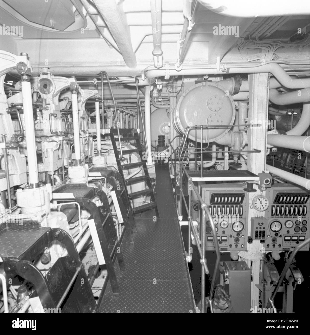 M/S Trelleborg. The engine room facilities Stock Photo - Alamy