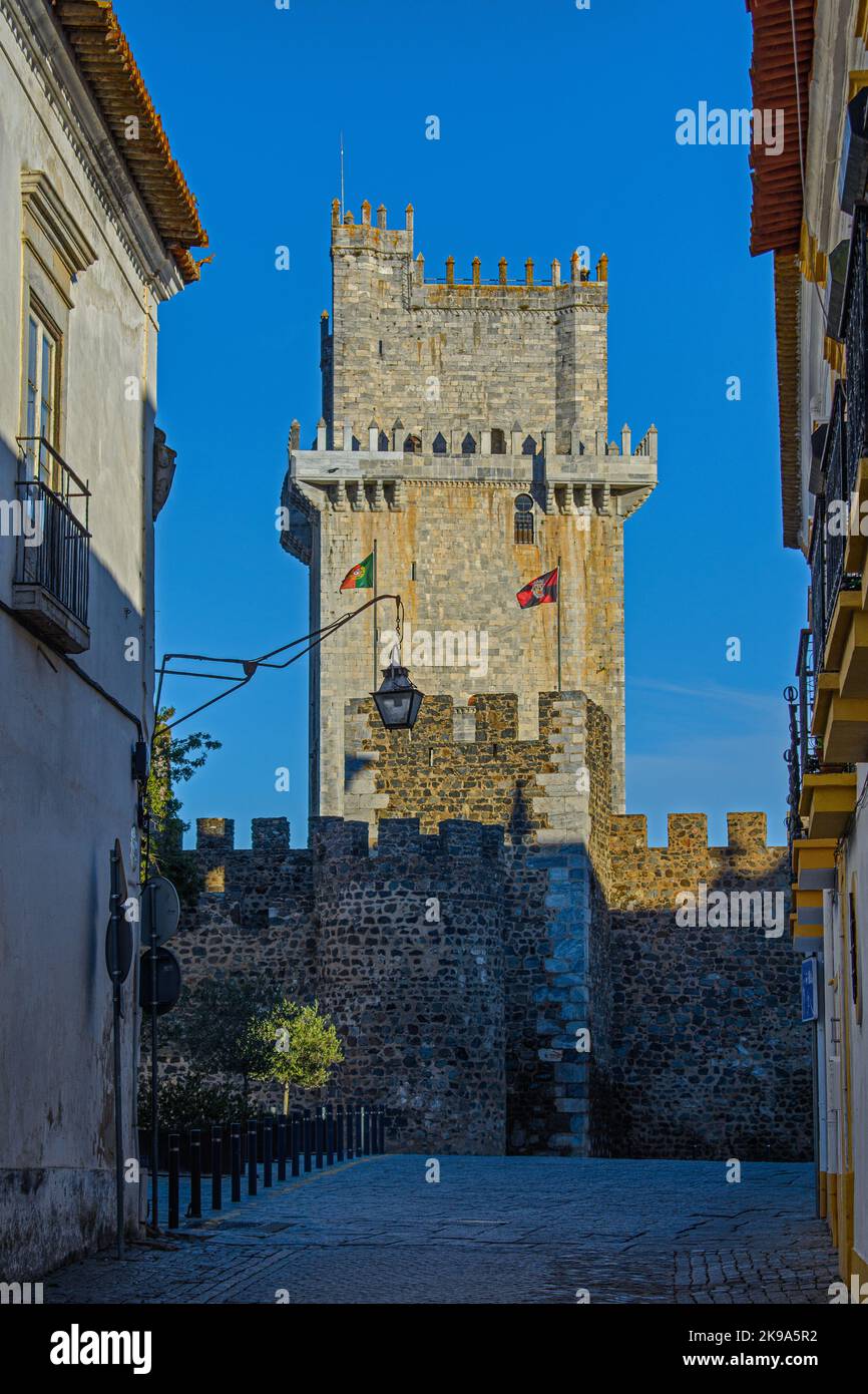 Castelo de Beja (Beja castle). 14th century keep tower and town walls ...