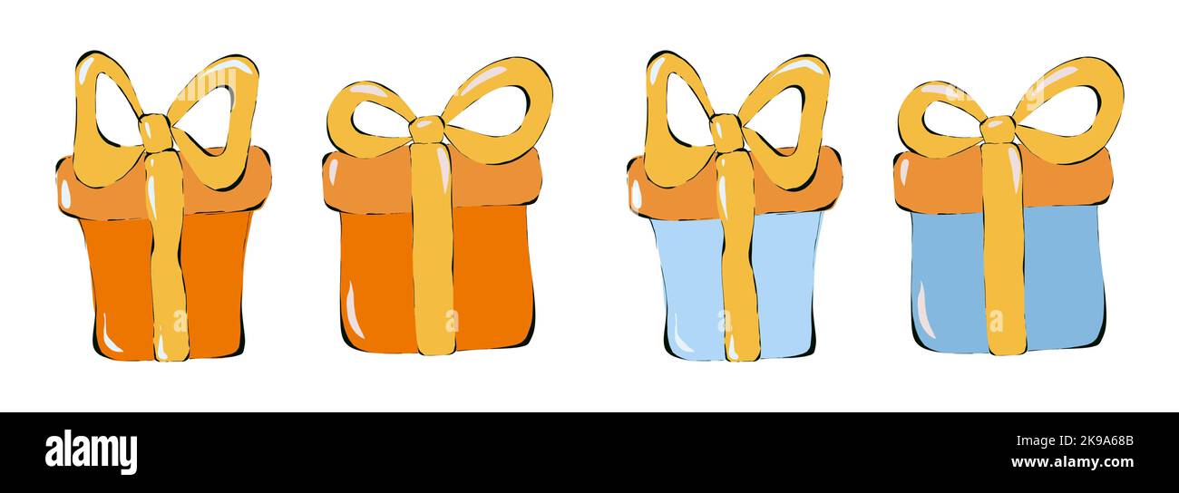 Set of gift boxes. Design elevent for Birthday Party invitation or ...