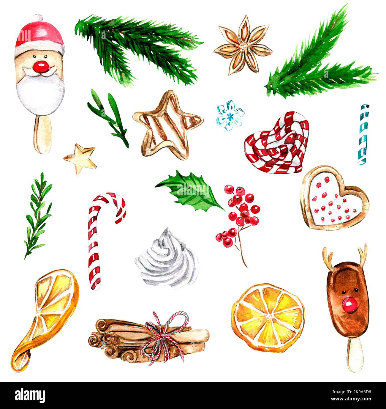 Hand drawn Christmas holiday set Stock Photo - Alamy