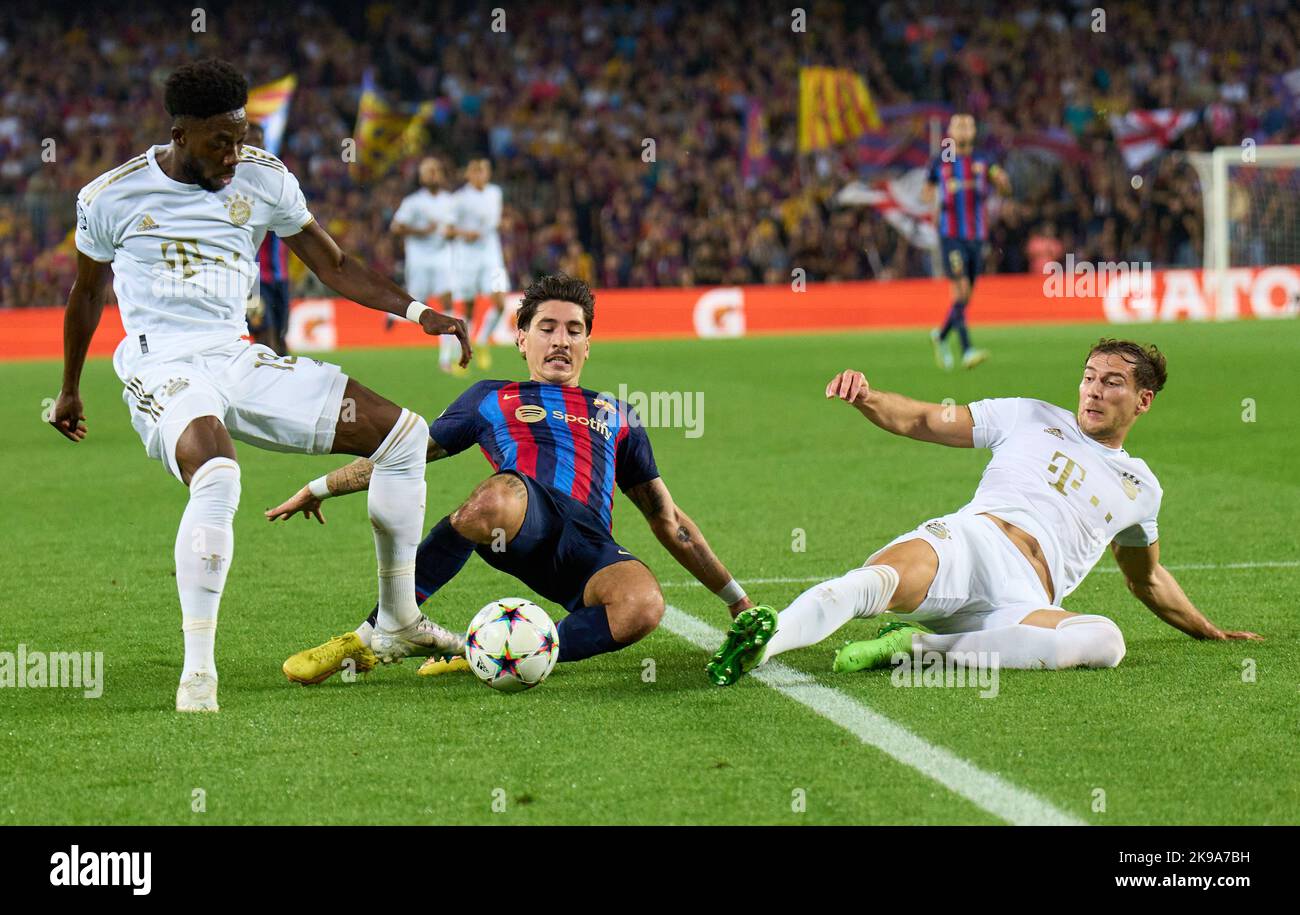 Barcelona, Spain. Oct 26, 2022 Alphonso DAVIES, FCB 19 Leon GORETZKA ...