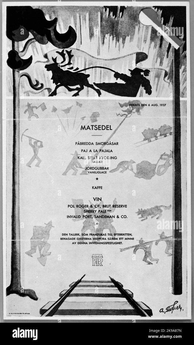 Food slip from the party dinner at the inland track's inauguration ...