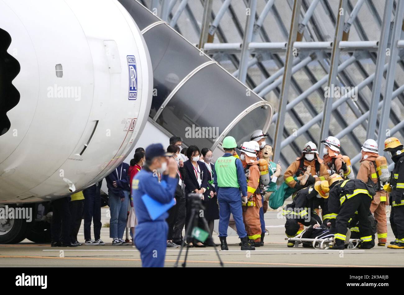 Tokyo, Japan, 27/10/2022, A drill for responding to an airplane ...