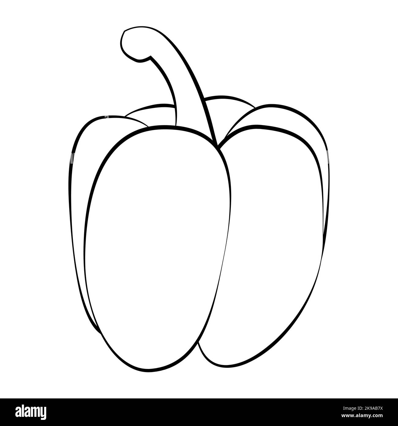 Sweet pepper in a thin line. Vector on a white background Stock Vector ...