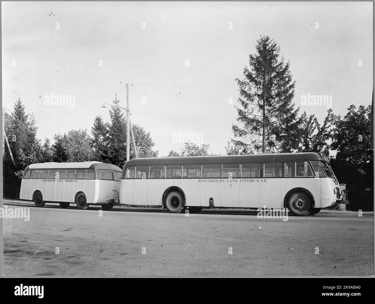 Volvo B 532 with connected personal trailer. Stockholm County Omnibuss ...