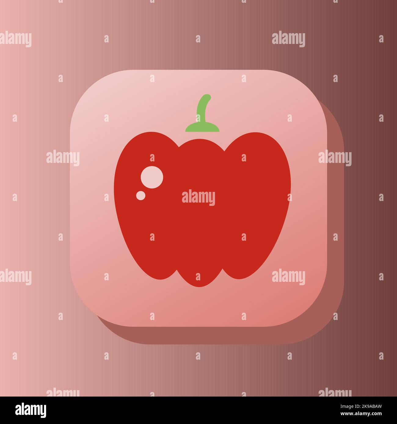 Paprika vegetable 3d button outline icon. Healthy nutrition concept ...