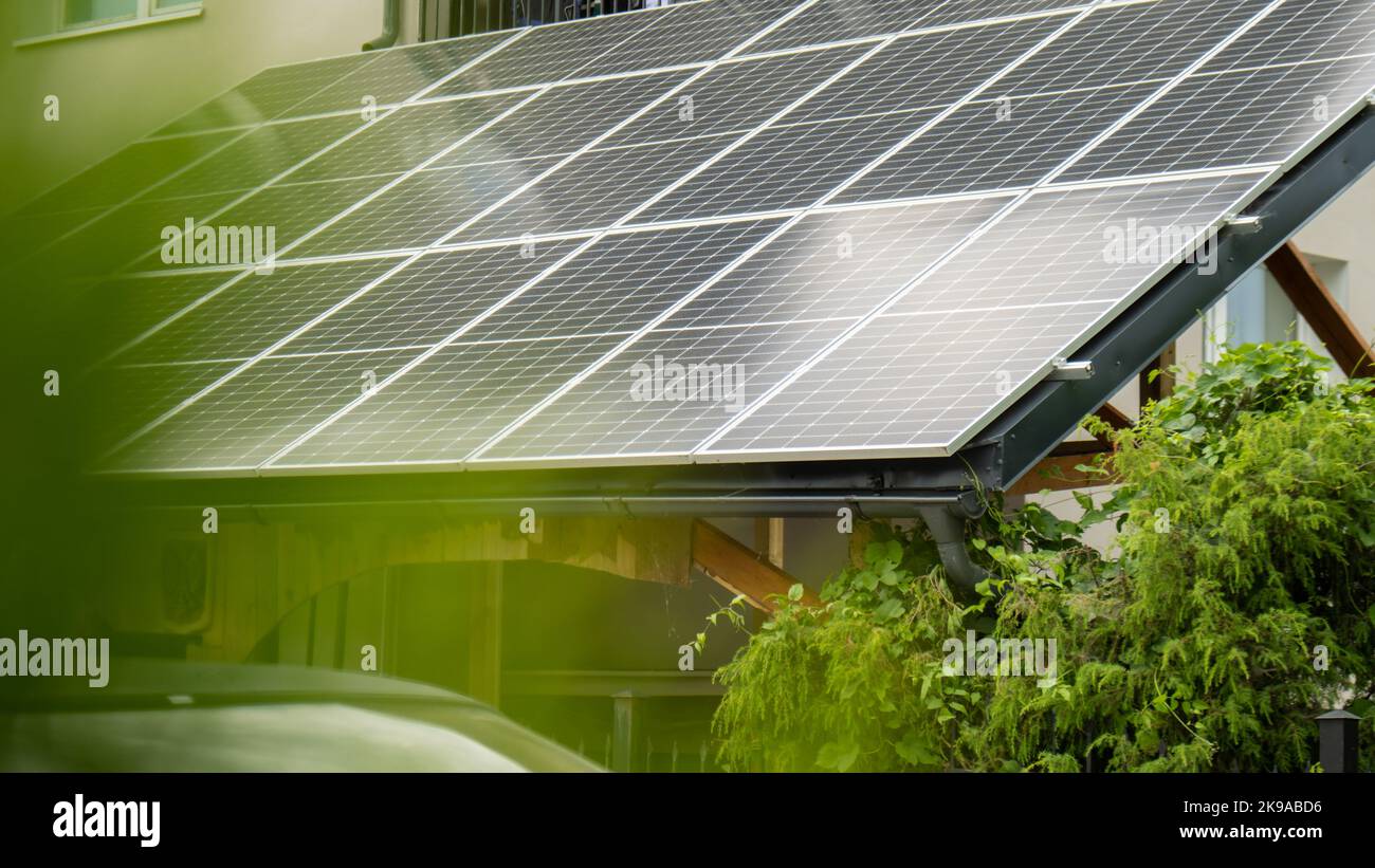 New ecologic house with solar panels Alternative to conventional energy ...