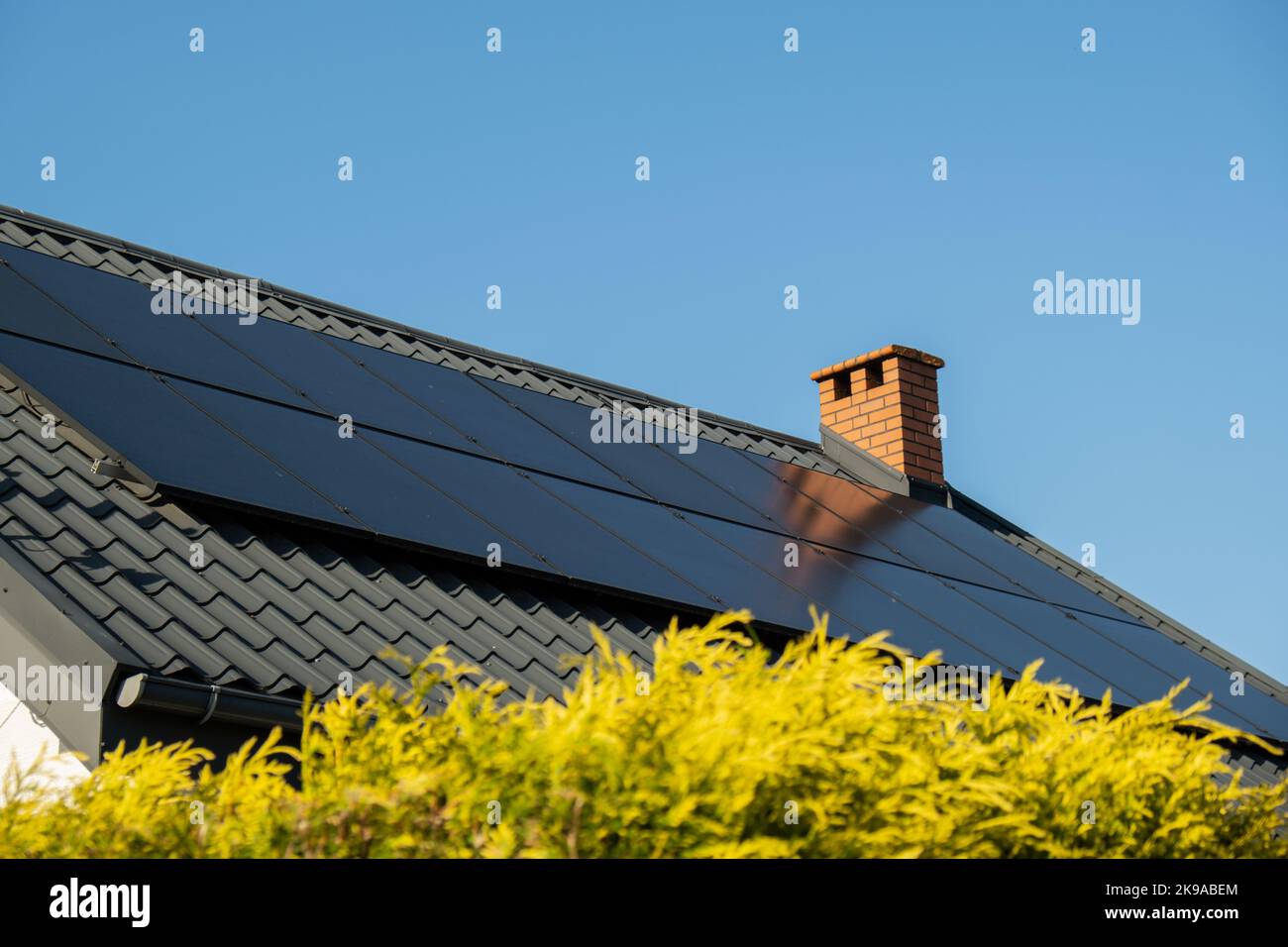 New ecologic house with solar panels Alternative to conventional energy ...