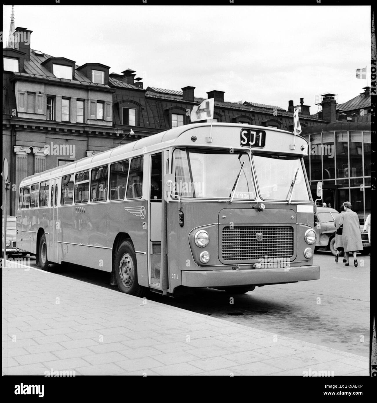 State Railways SJ Fast bus. The parking lot/bus center ...