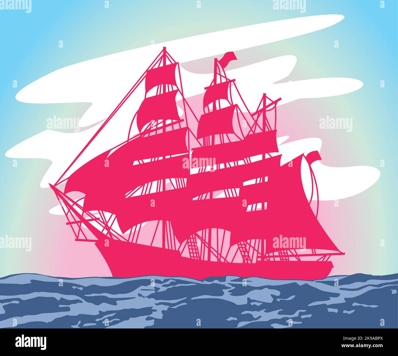 Red sails Stock Vector Images - Alamy