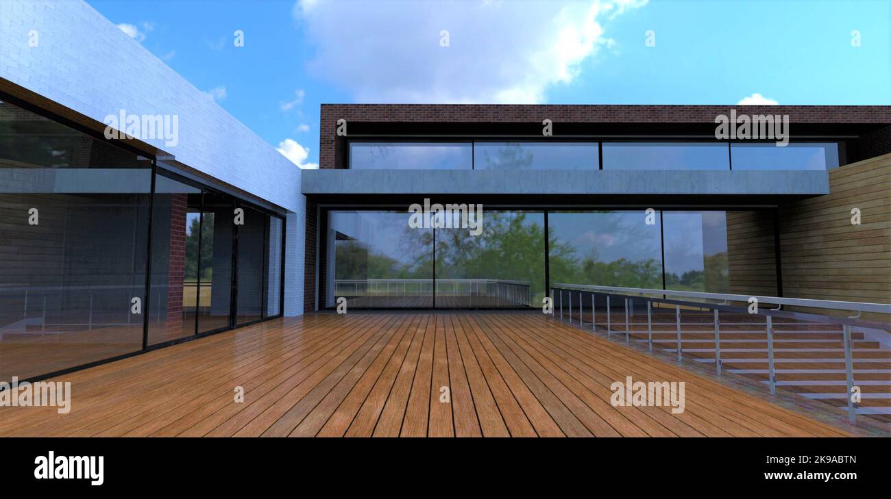 Luxurious lacquered wooden terrace. Lots of space and luxurious ...