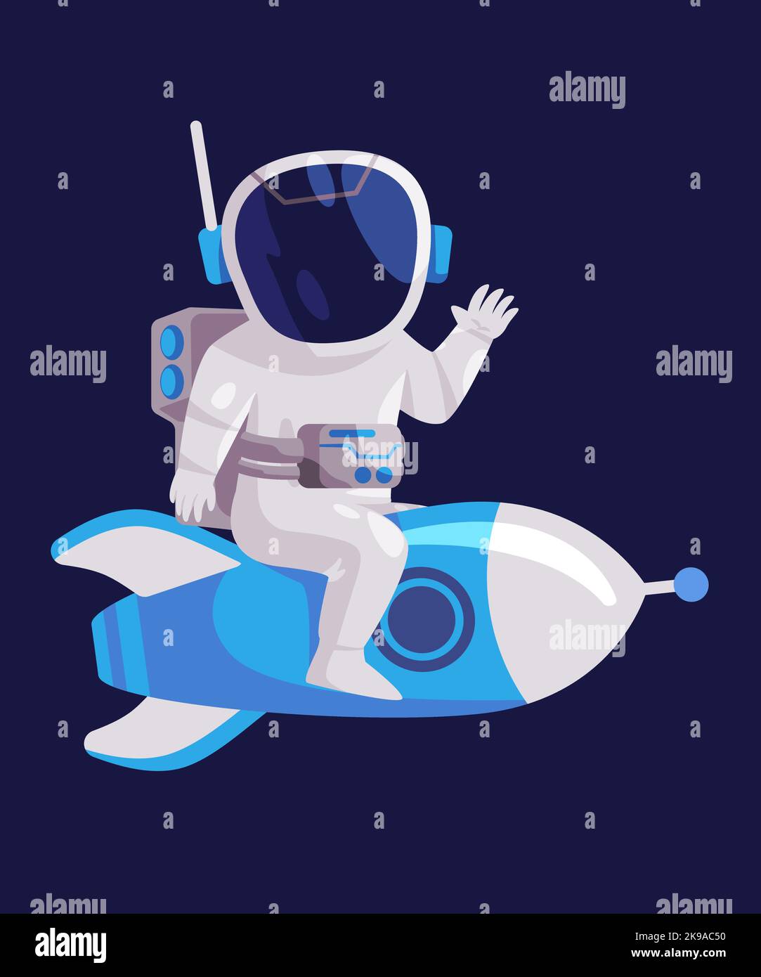 Astronaut riding rocket spacesuit space explorer character symbol of ...