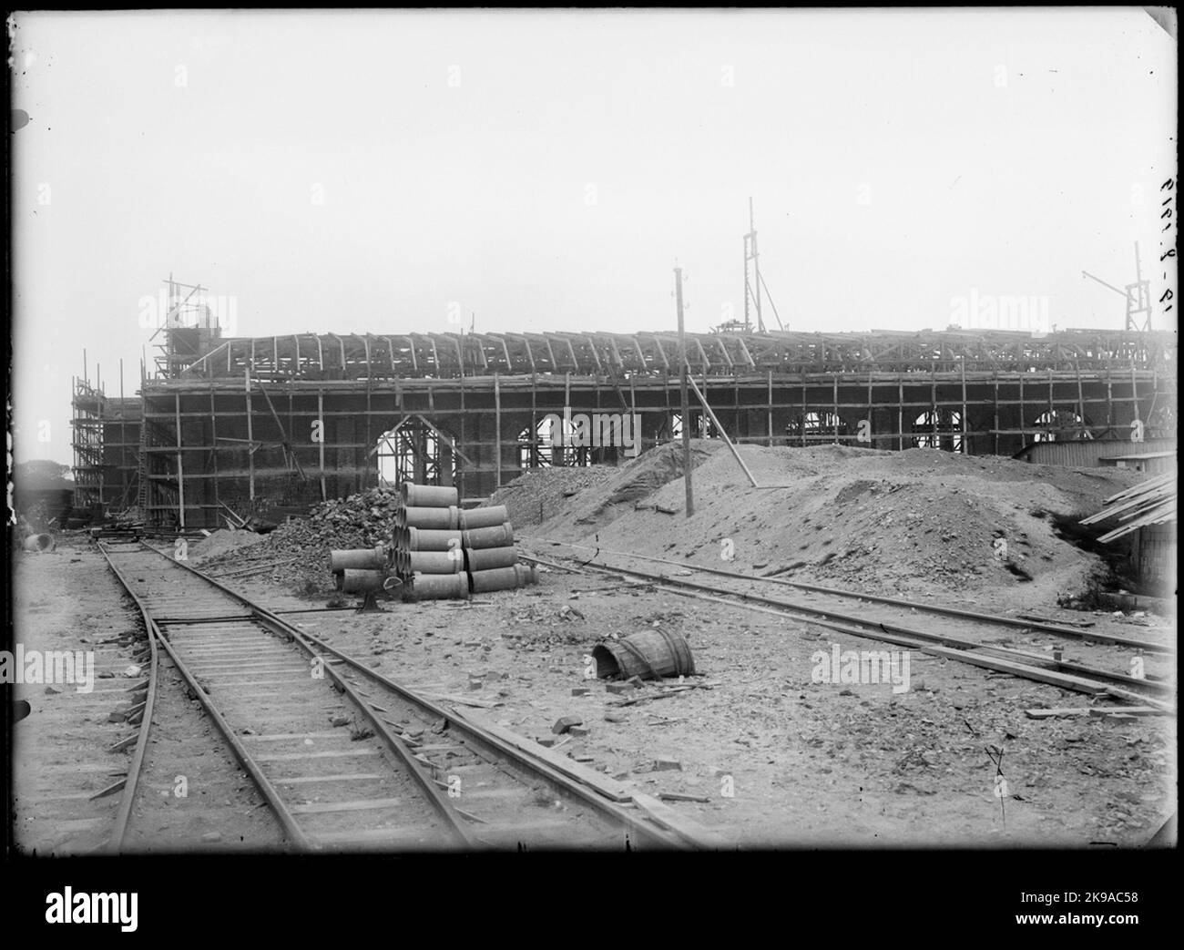 Construction of the locomotive workshop at the State Railway's railway ...