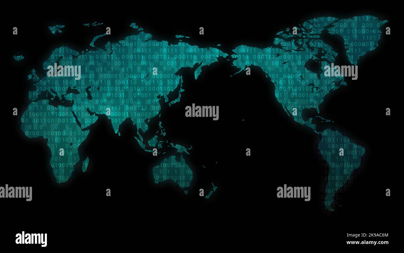 Digital world map concept illustration Stock Photo - Alamy